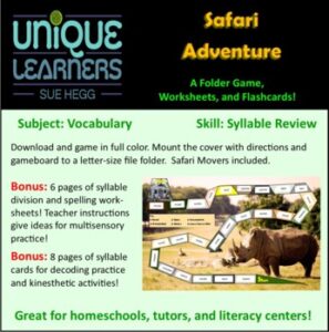 Safari Adventure – Vocab Syllable Review