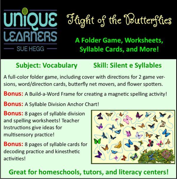 Flight of the Butterflies – Vocab Closed+Silent-e Syllables