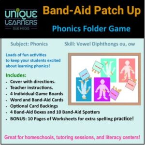 Phonics Vowel Diphthongs ou, ow – Game and Worksheets